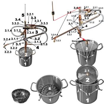 10.5 Litres Stainless steel dephlegmator still for professional use ...